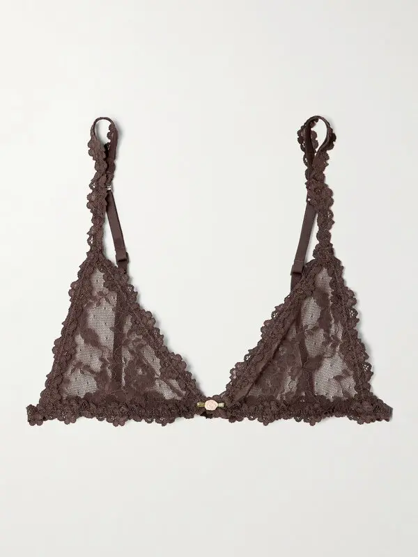 SKIMS Stretch Lace Triangle Bralette - Brown
