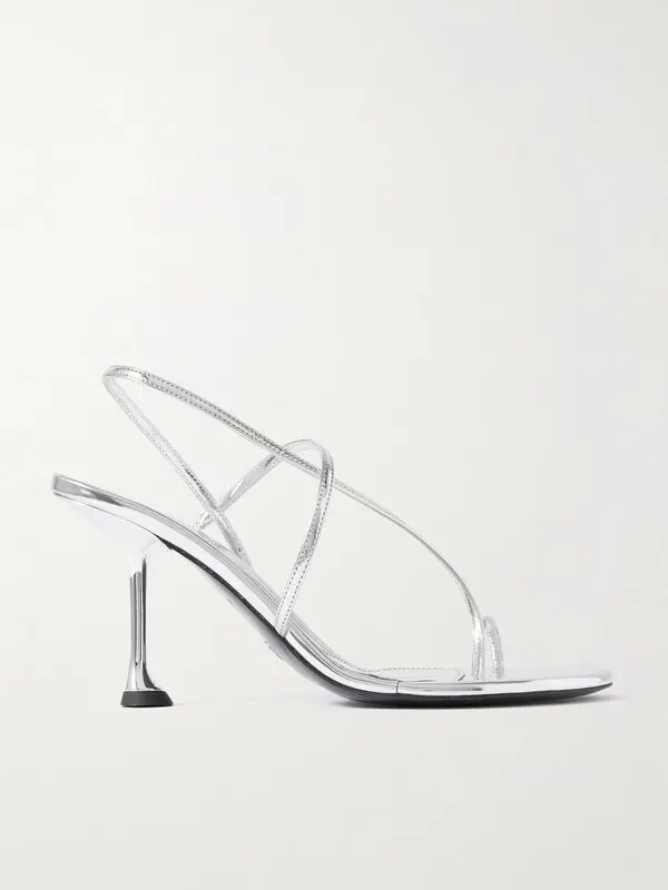 Proenza Schouler Tee' Mirrored-leather Slingback Sandals - Silver