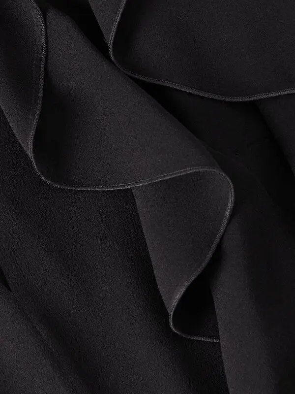 Alexander McQueen Ruffled Cutout Silk-georgette Top - Black