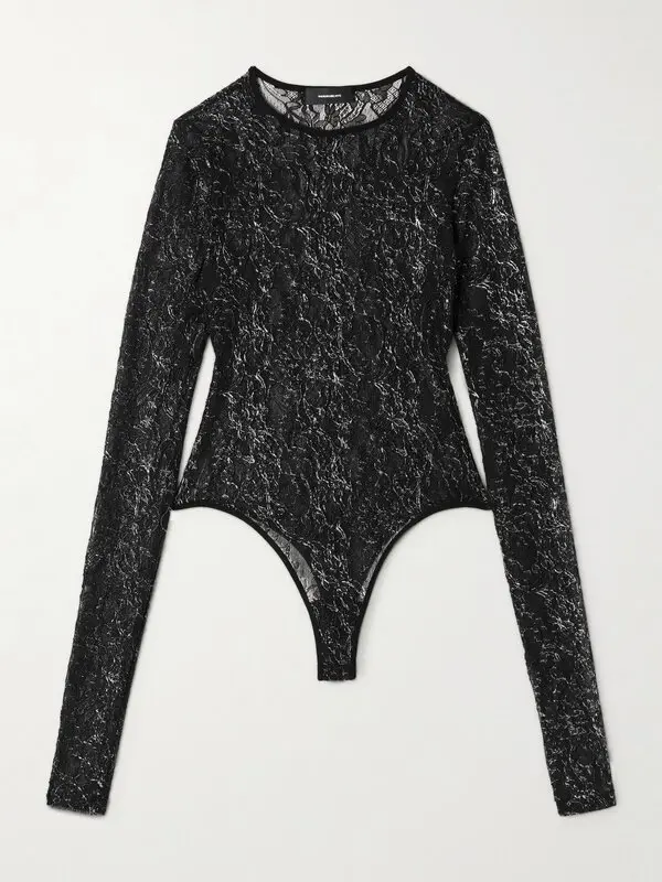 Wardrobe.NYC Metallic Lace Bodysuit