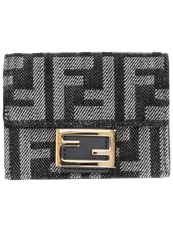 Fendi Trifold Baguette" Wallet - Black