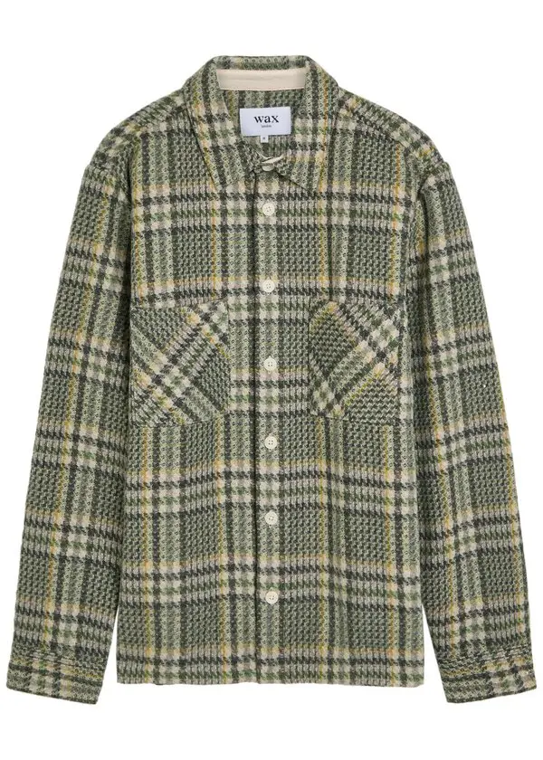 WAX LONDON Whiting Checked Wool-blend Overshirt - Green