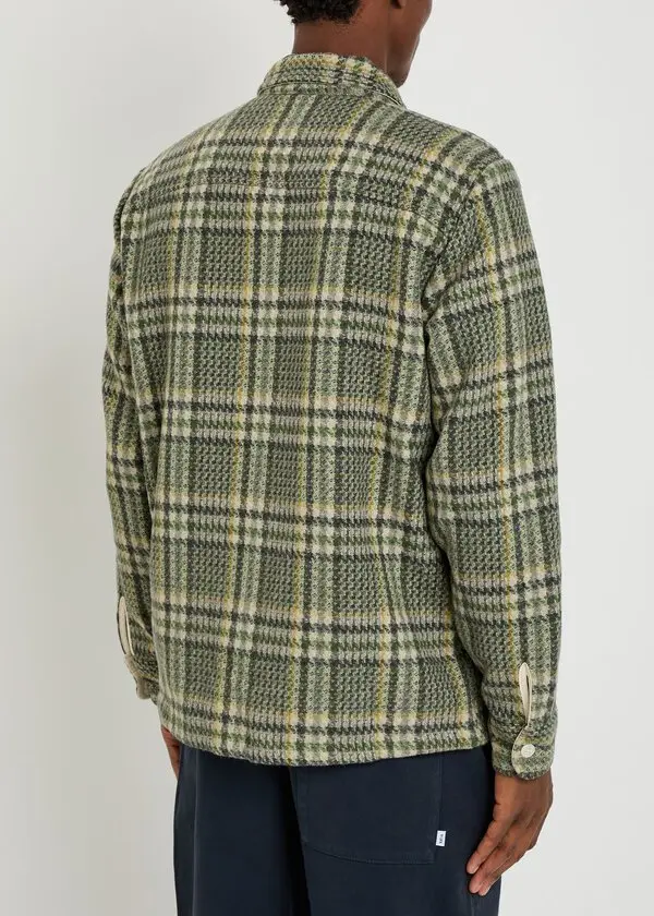 WAX LONDON Whiting Checked Wool-blend Overshirt - Green
