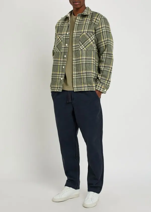 WAX LONDON Whiting Checked Wool-blend Overshirt - Green