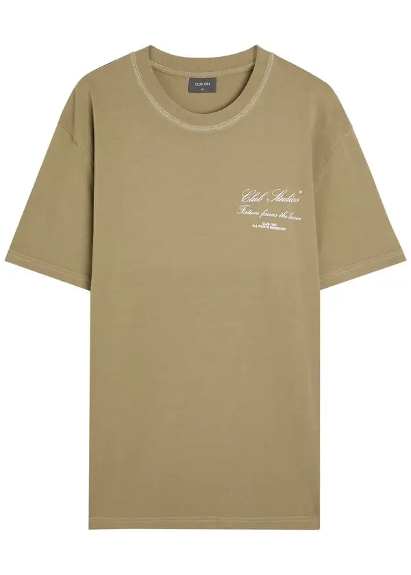 CLUB 1984 La Studio Printed Cotton T-shirt - Taupe