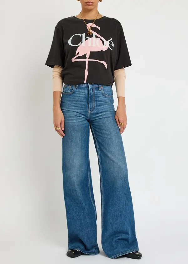 Chloé Printed Cotton T-shirt - Black