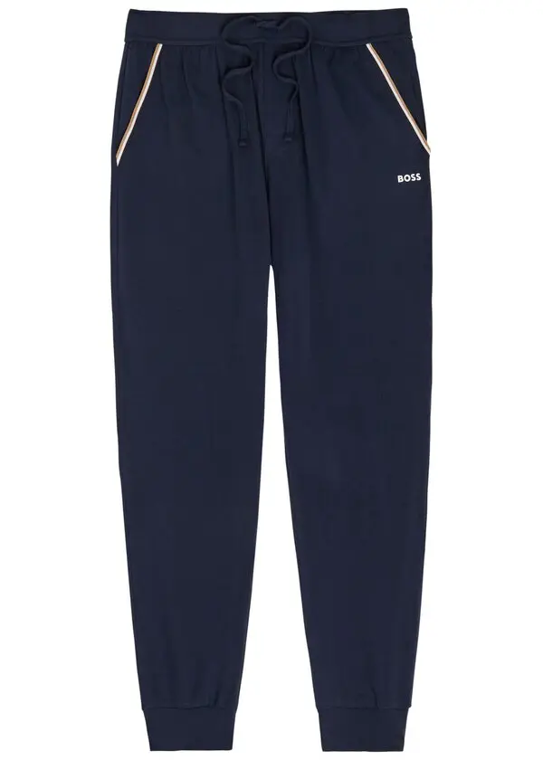 BOSS Tapered-leg Stretch-cotton Sweatpants - Dark Blue