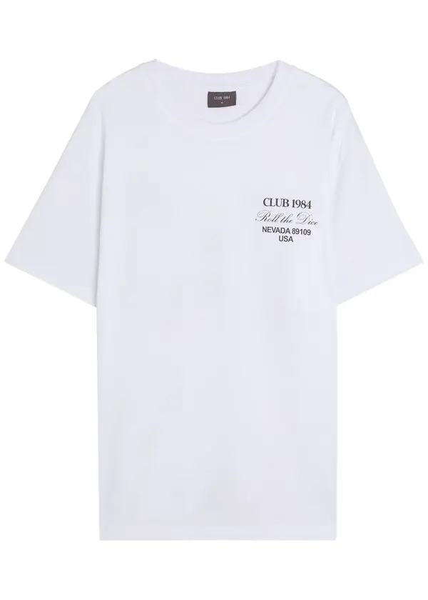 CLUB 1984 Welcome To Vegas Printed Cotton T-shirt - White