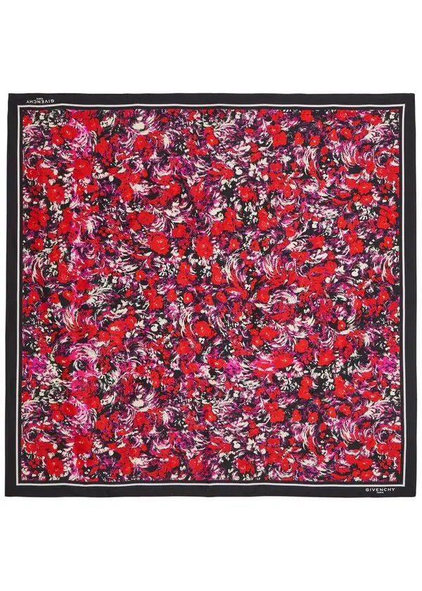 Givenchy Night Garden Floral Printed Silk Scarf - Fuchsia