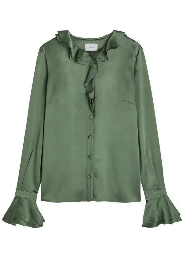 Erdem Satin Ruffled Blouse