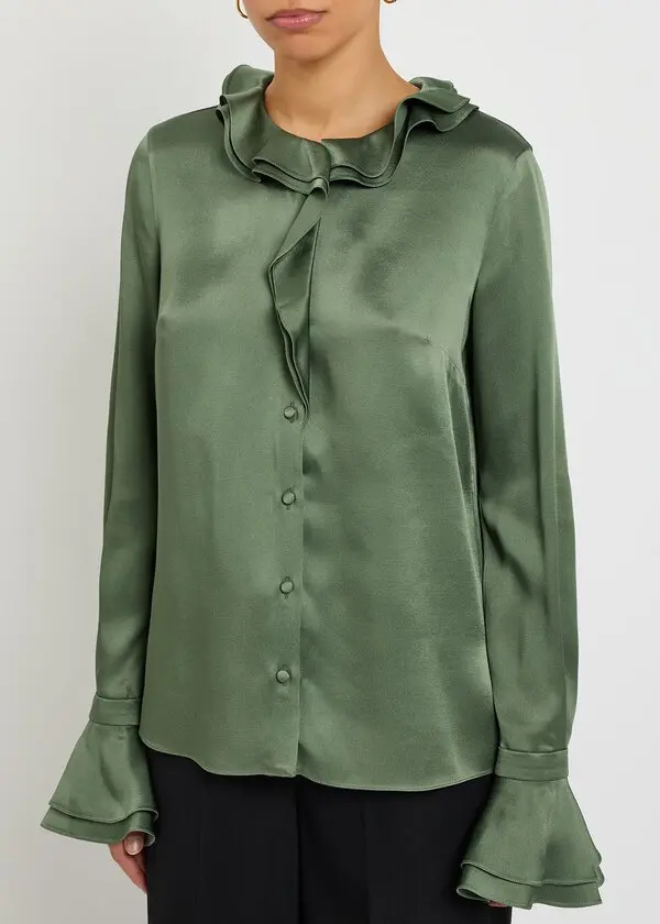 Erdem Satin Ruffled Blouse