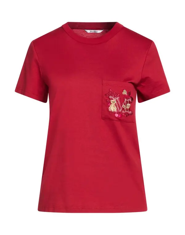 Max Mara Cotton Jersey T-shirt With Embellishments - Red
