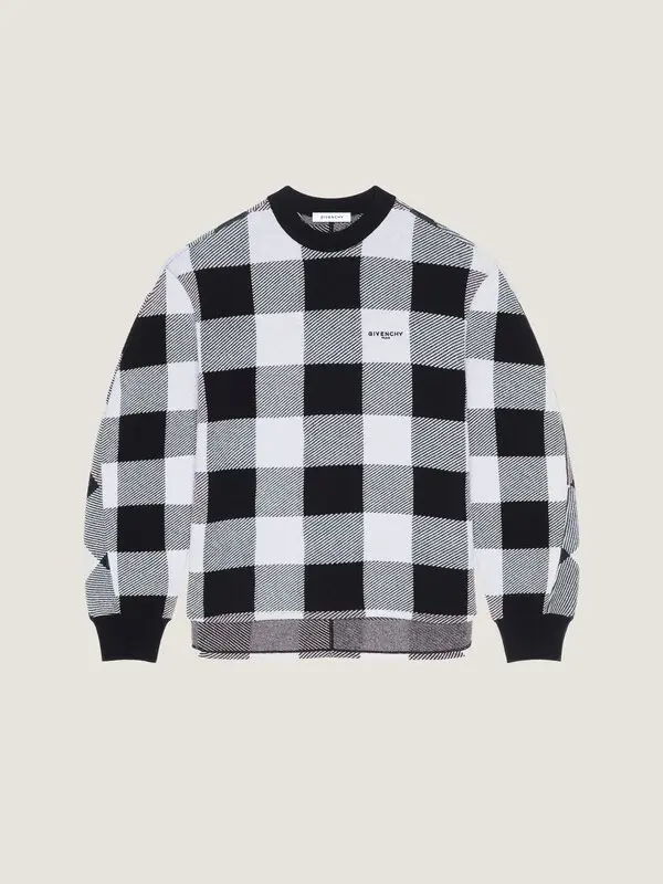Givenchy Checked Wool Sweater Embroidered With Paris Signature