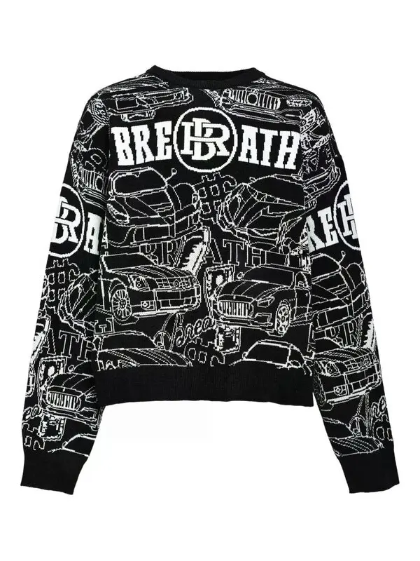 BREATH Car Pattern Sweater - Black