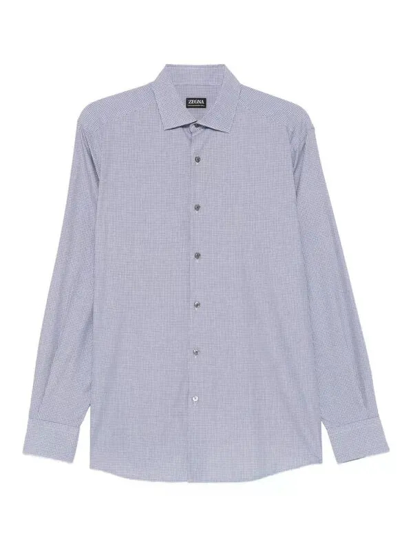 Zegna Buttoned Check-patterned Shirt - Blue