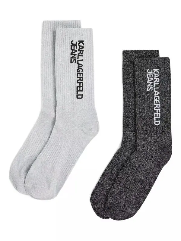 Karl Lagerfeld Logo-knit Socks - Grey