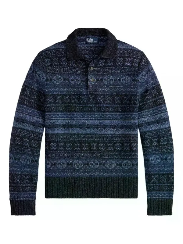 Polo Ralph Lauren Collared Patterned Knit Sweater
