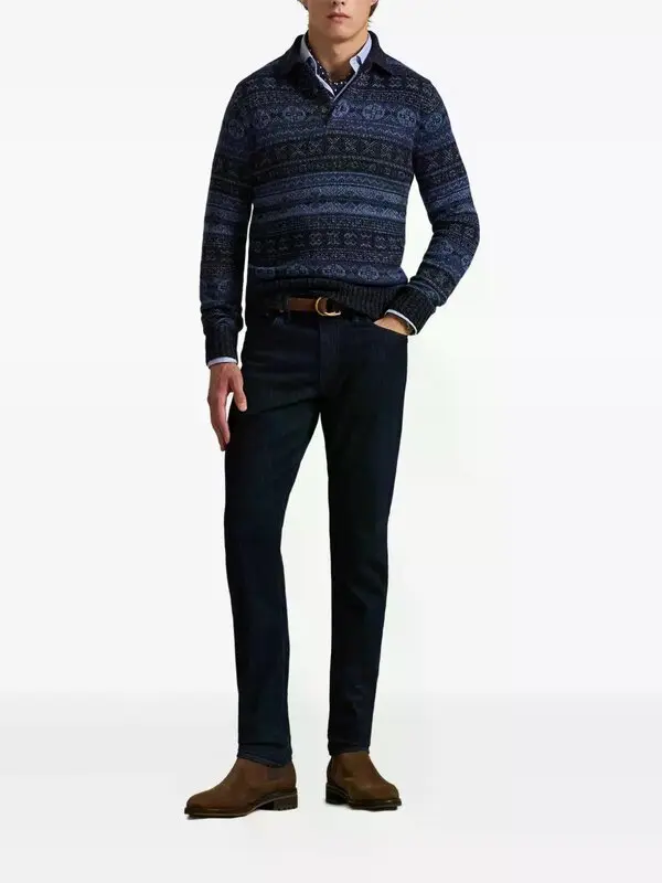 Polo Ralph Lauren Collared Patterned Knit Sweater