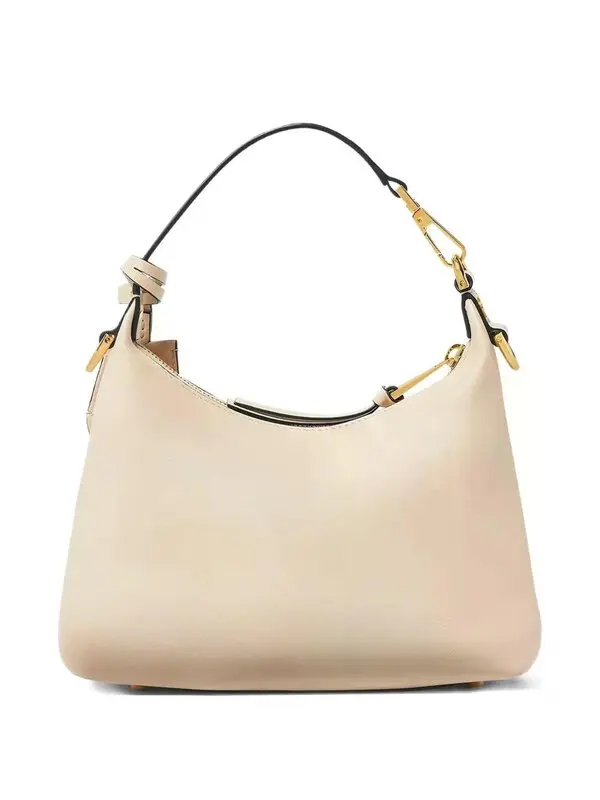 Versace Tag Nappa Leather Shoulder Bag - Neutrals