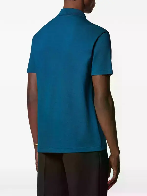 Versace Embroidered Cotton-piqué Half-zip Polo - Blue