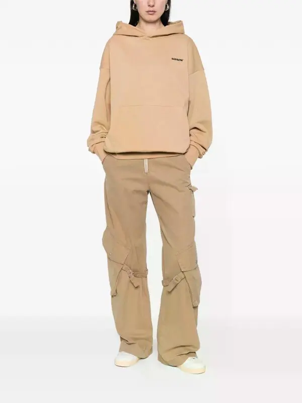 BARROW Logo-detail Long-sleeve Hoodie - Neutrals