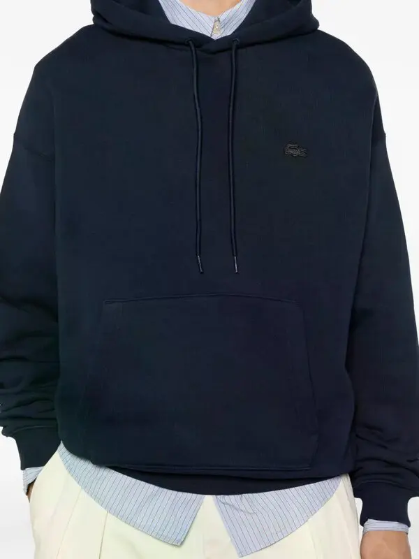 Lacoste Logo-appliqué Drawstring Hoodie - Blue