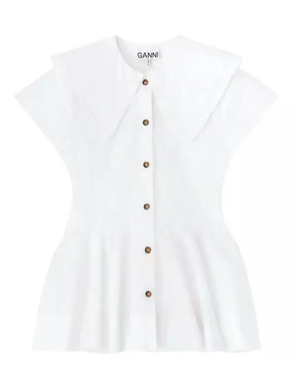 GANNI Ruffled-collar Buttoned Top