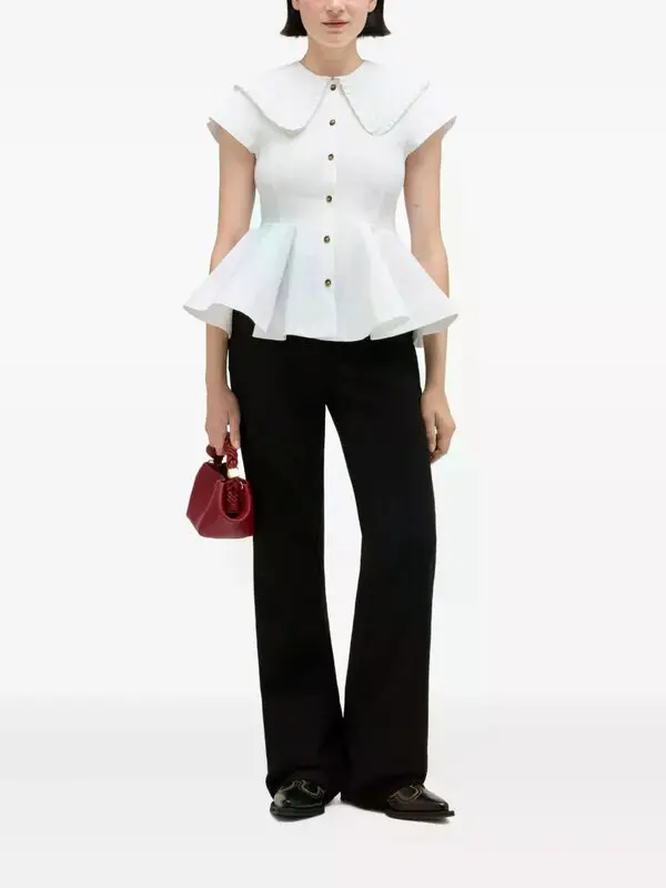 GANNI Ruffled-collar Buttoned Top