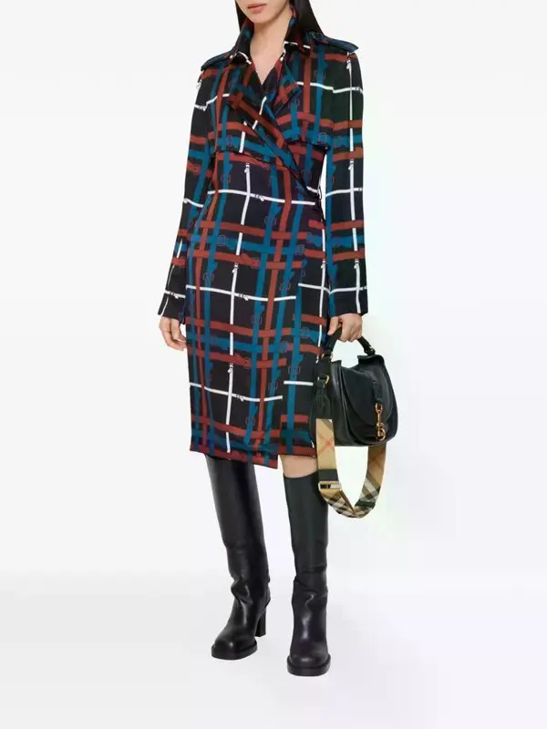 Burberry Checked Belted Midi Dress
