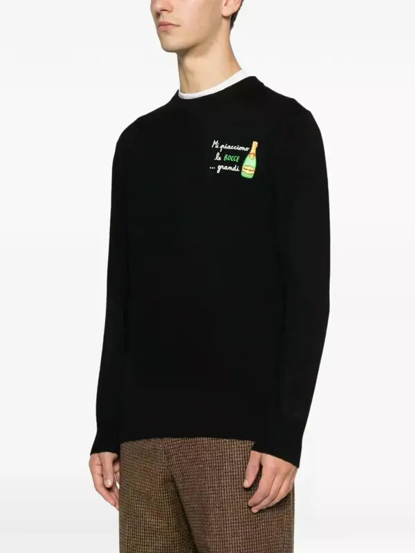 MC2 SAINT BARTH Embroidered Crew-neck Sweater - Black