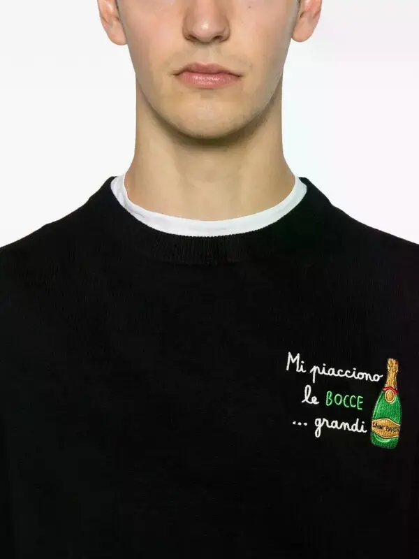 MC2 SAINT BARTH Embroidered Crew-neck Sweater - Black
