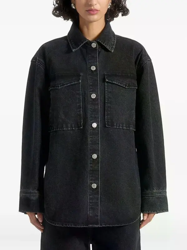 Manière De Voir Oversized Denim Shirt With Statement Buttons
