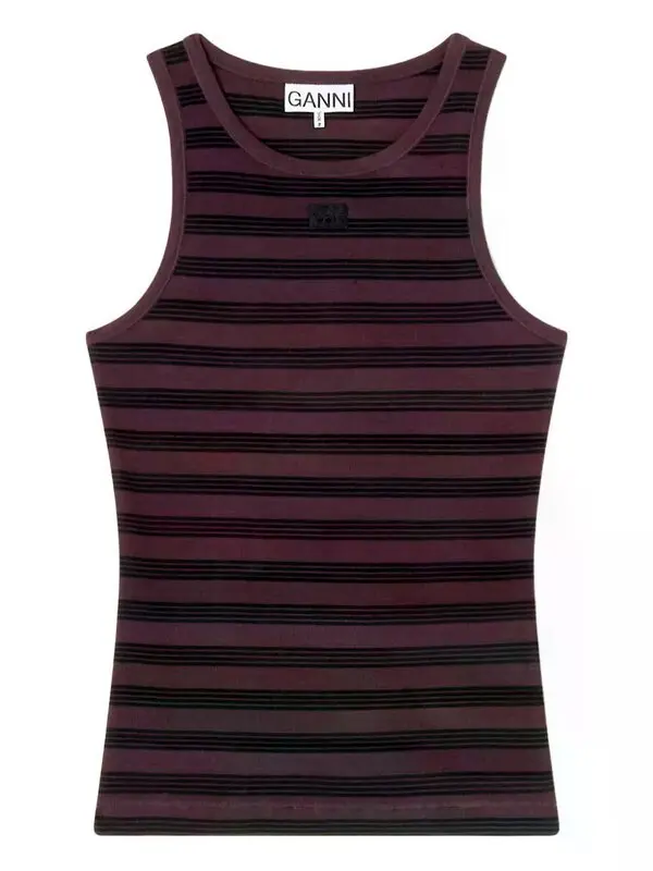 GANNI Striped Tank Top - Brown