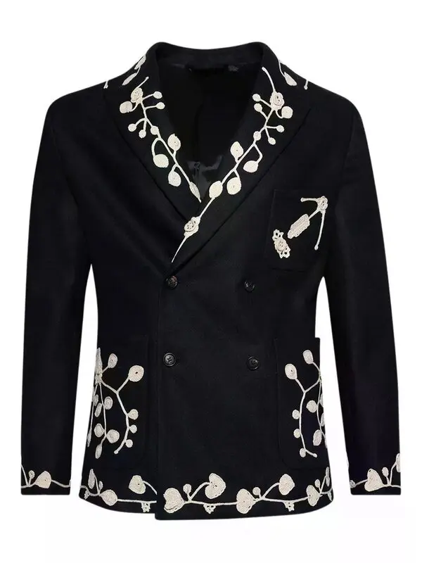 BODE Snowdrop Appliqué Suit Jacket - Blue