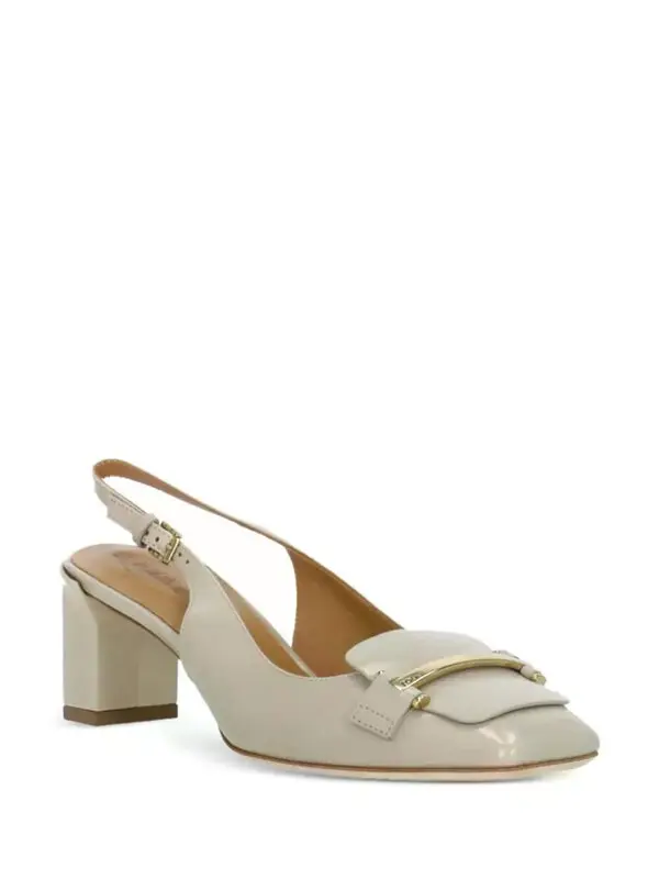 TOD'S 60mm Squared-toe Pumps With Metallic Logo - Neutrals