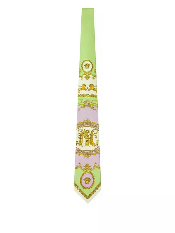 Versace Printed Silk Neck Tie - Green