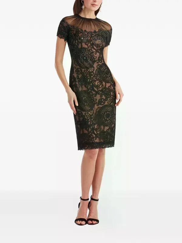 Tadashi Shoji Lace-embellished Midi Dress - Black | Editorialist
