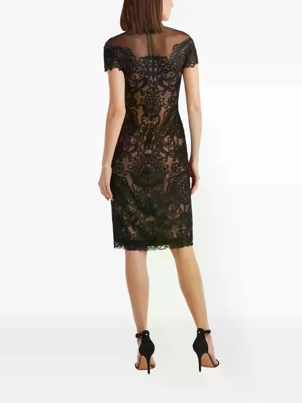 tadashi shoji black lace overlay dress Tadashi Shoji Lace Overlay Cocktail Dress - Black/Beige