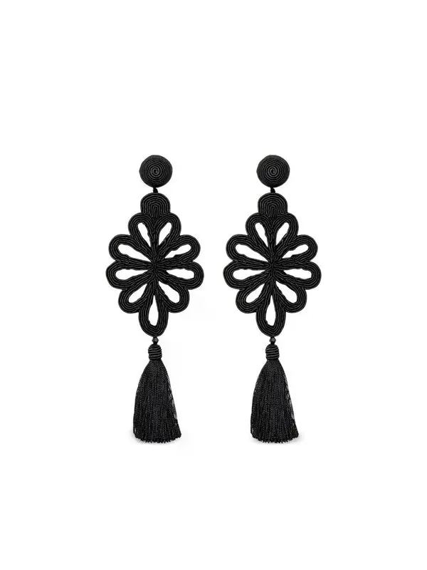 JENNIFER BEHR Floral Tassel Esperanza Earrings - Black