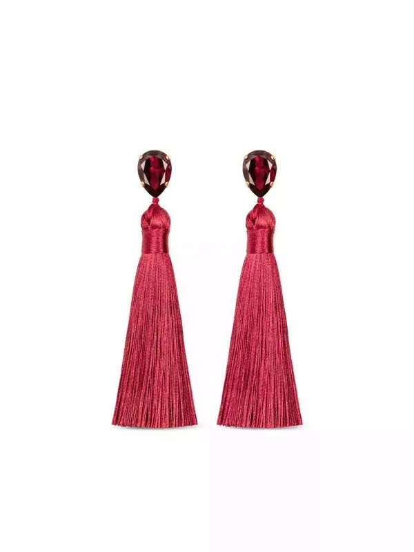 JENNIFER BEHR Francine Teardrop Tassel Earrings - Red