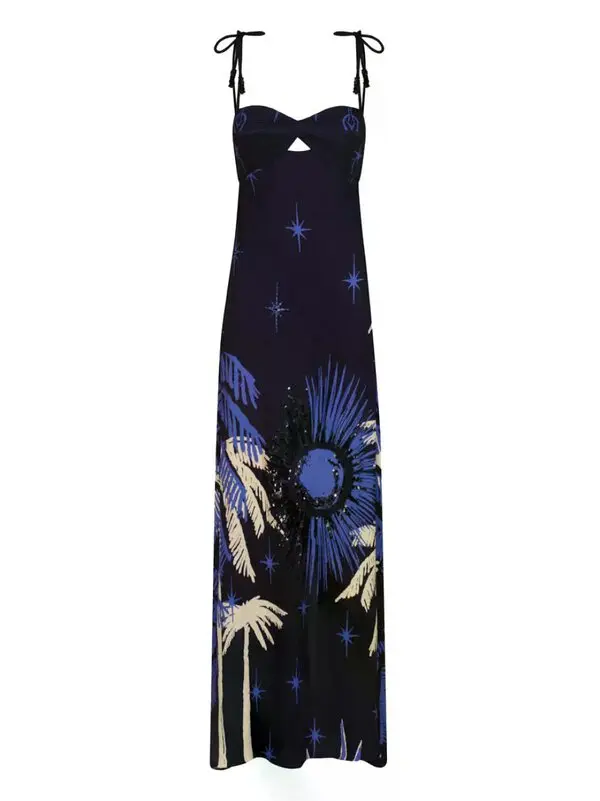 Johanna Ortiz Dancing With The Shadows Printed Dress - Blue