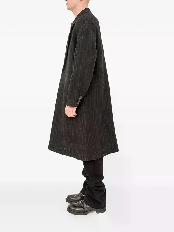 DEVOA Striped Wool Single-breasted Coat