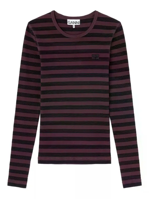 GANNI Striped Long Sleeve Top