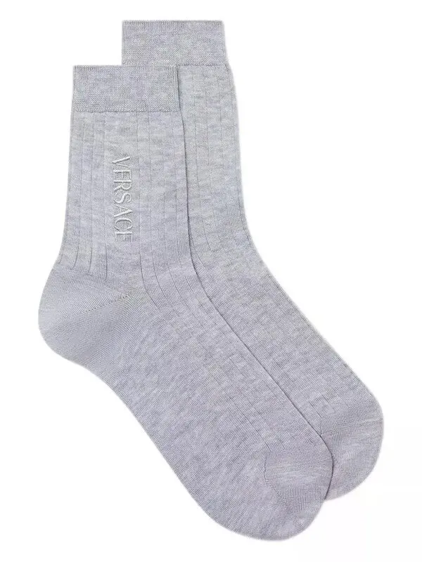 Versace Ribbed Logo Socks - Grey