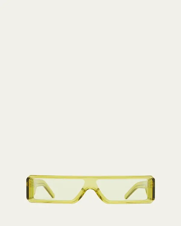 Rick Owens Acetate And Nylon Flat-top Rectangle Sunglasses - Acid
