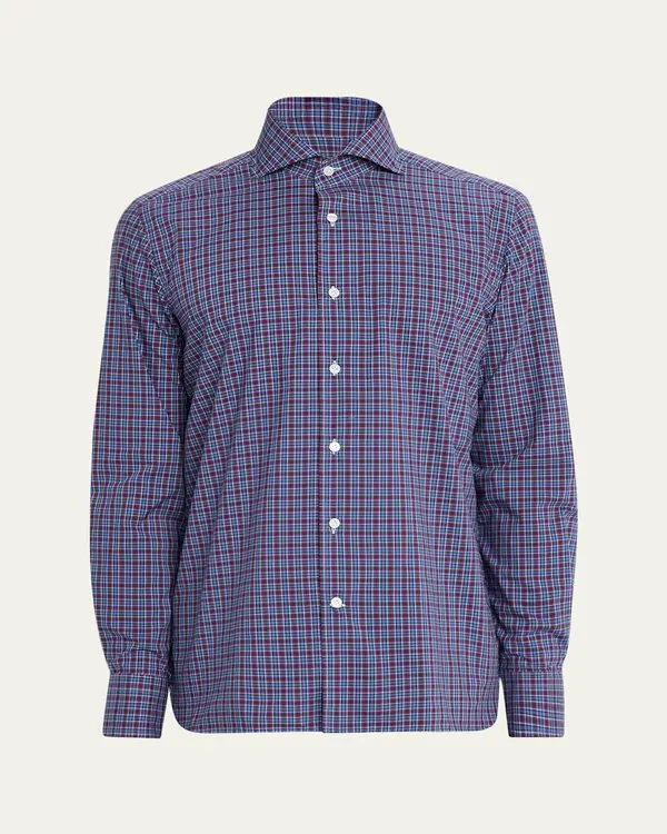 100HANDS Cotton Petite Plaid Classic-fit Sport Shirt - Red