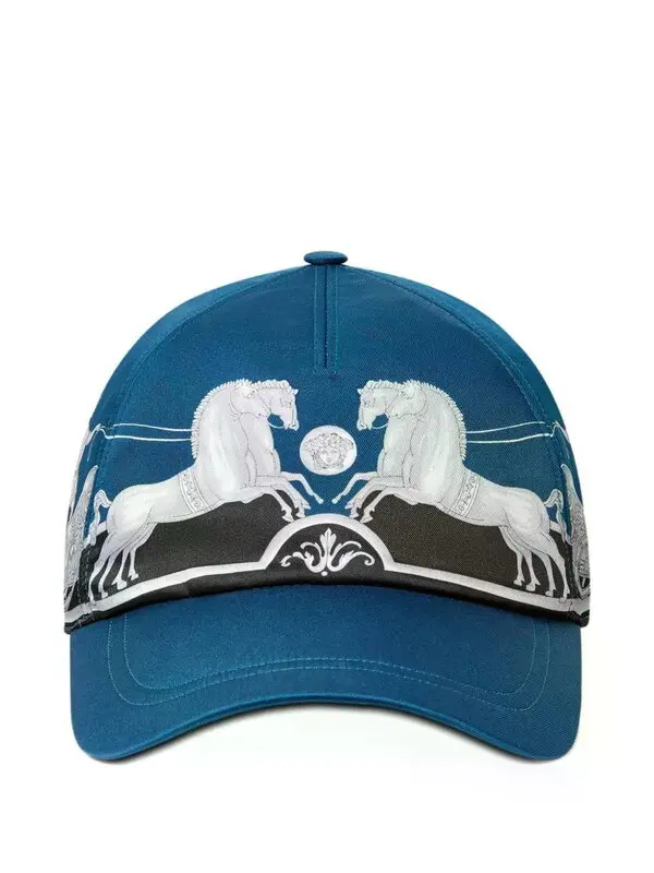 Versace Baseball Cap With Hall Of Heroes Print - Blue