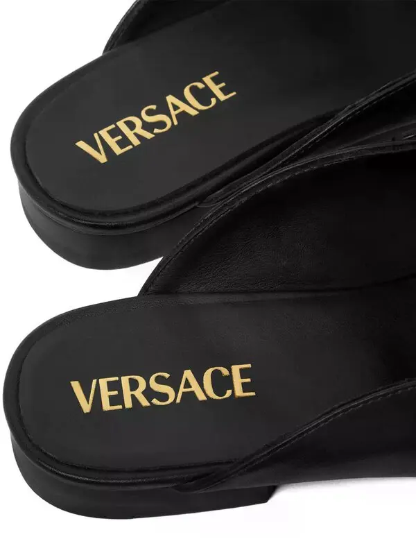 Versace Medusa Chain Leather Loafers - Black