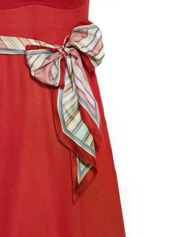 Zimmermann Rebellion Tuck Striped Bow Midi Dress