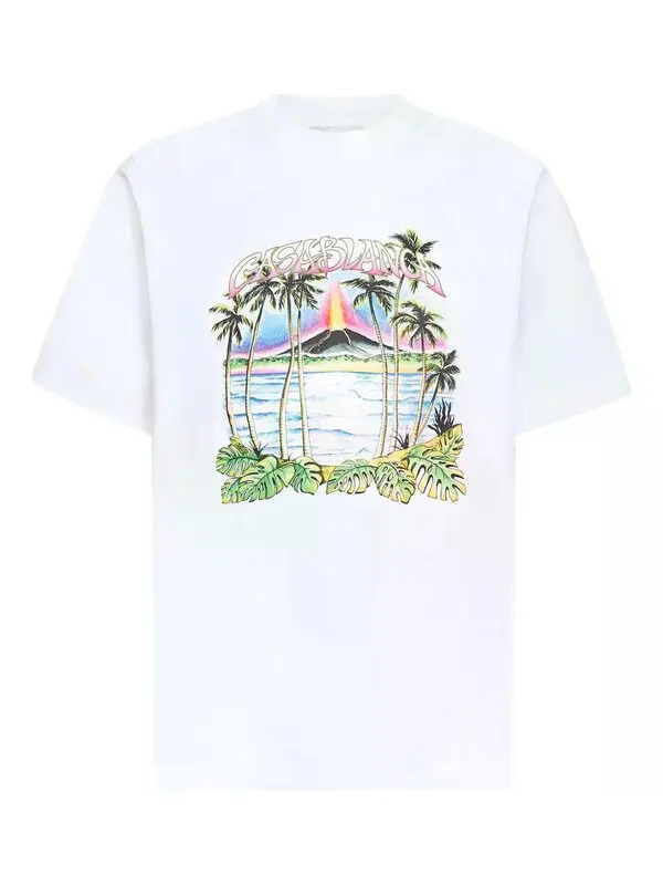 Casablanca Volcano-print Logo T-shirt - White